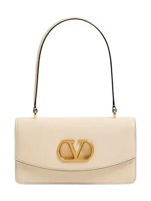Valentino Garavani Leather Vlogo Shoulder Bag - White