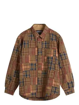 FRIZMWORKS Madras Patchwork Relaxed Shirt - Brownie