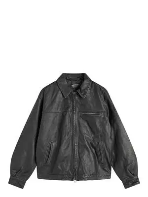 FRIZMWORKS Destroyed Cowhide Leather Jacket - Washed Black