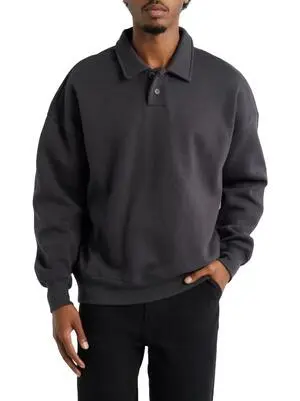 Bp. Fleece Polo Sweatshirt Black Faded