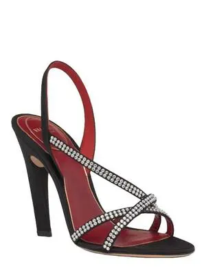 Valentino Garavani Crystal Embellished Slingback Sandal - Nero/crystal