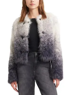 OPEN EDIT Ombré Faux Fur Jacket - Grey Ombre