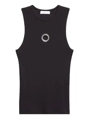 Rabanne Grommet Detail Jersey Tank Black