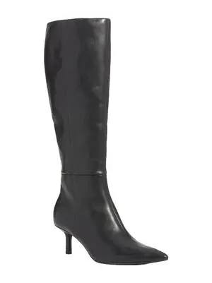 OPEN EDIT Elara Pointed Toe Knee High Boots Black
