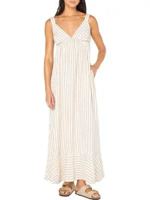 Roxy Wilder Coast Stripe Maxi Sundress - Parchment