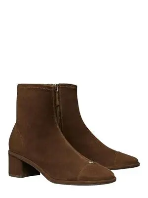Tory Burch Cap-toe Leather Bootie - Dark Cocoa/dark Cocoa