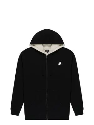 DALIX Ghost Cozy Lined Zip Up Hoodie Black
