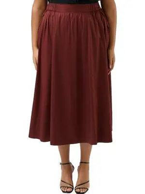 ESTELLE Sahara Breeze Midi Skirt - Mahogany