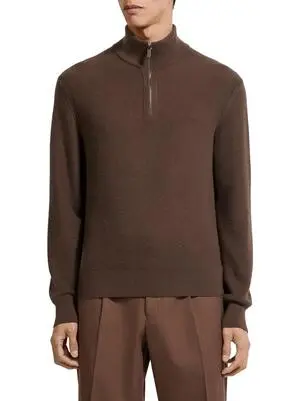 Zegna Oasi Cashmere Jacquard Quarter-zip Sweater - Brown