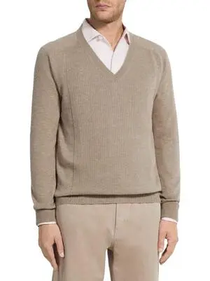 Zegna Oasi V-neck Cashmere Sweater - Light Taupe