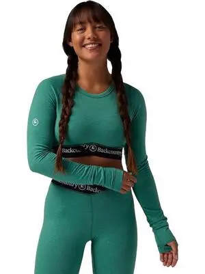 BACKCOUNTRY Cedars Rws Merino Lightweight Cropped Baselayer Top - Gearhead Green