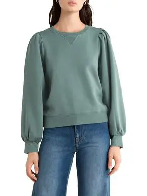 Rails Cotton Fleece Puff Sleeve Sweatshirt - Lake