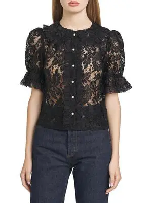 WAYF Clarisse Lace Top Black