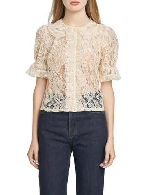 WAYF Clarisse Lace Top - Vanilla
