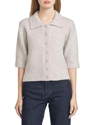 WAYF Harlow Cardigan Pearl Grey