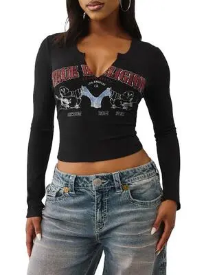 True Religion Ribbed Long-sleeve Top - Jet Black