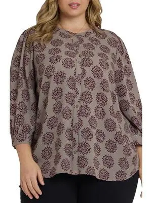 NYDJ Bonnie Print Georgette Button-up Top - Valenton
