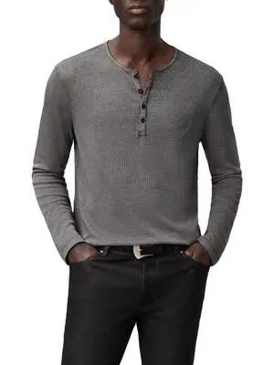 John Varvatos Klaus Burnout Rib Henley - Flat Grey
