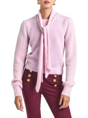 Derek Lam 10 Crosby Leilani Crewneck Sweater & Scarf Set - Slipper Pink