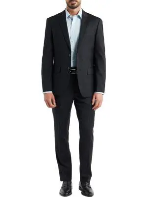 DANIEL HECHTER Modern Fit Pinstripe Wool Suit - Black