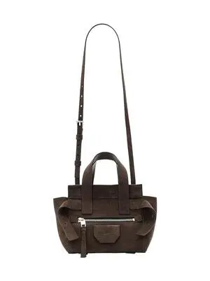 ALLSAINTS Mini Perez Suede Top Handle Bag - Fango Brown