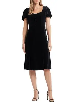 Anne Klein Flared Sleeve Velvet Dress - Anne Black