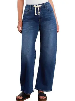 HINT OF BLU Tie Front Barrel Leg Jeans - Brunch Blue