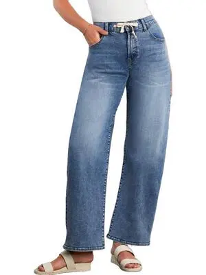 HINT OF BLU Tie Front Barrel Leg Jeans - Washed Blue