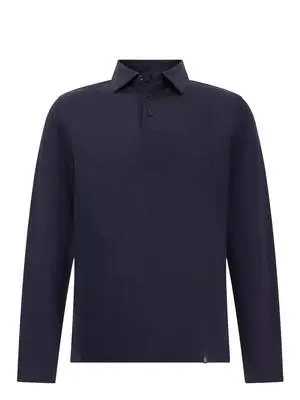 Boggi Milano Long-sleeved Buttoned Polo Shirt - Blue