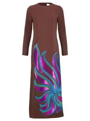 PAULA Embellished Long-sleeve Maxi Dress - Brown