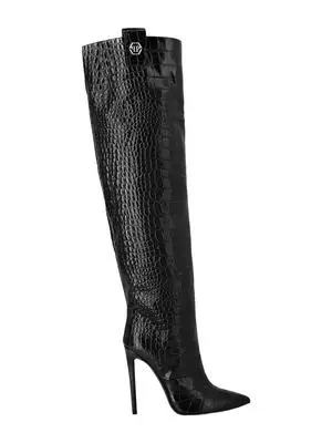 Philipp Plein 120mm Crocodile-embossed Boots - Black
