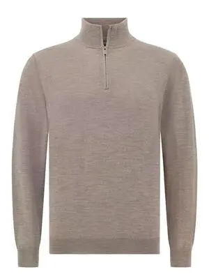 Boggi Milano Half-zip Wool Sweater - Neutrals