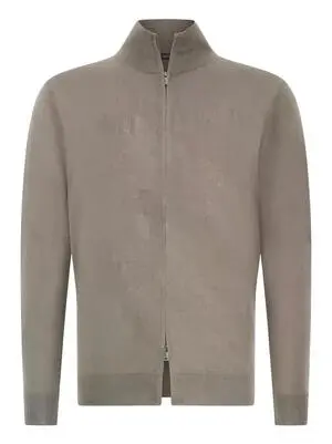 Boggi Milano Full-zip Wool Cardigan - Neutrals