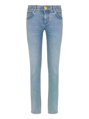 Balmain Faded-wash Jeans With Button Detailing - Blue