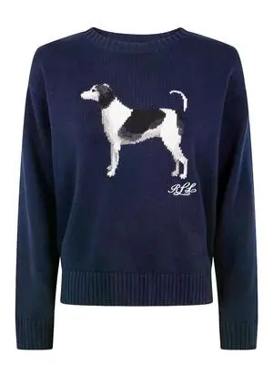 Ralph Lauren Dog-embroidered Crew-neck Sweater - Blue