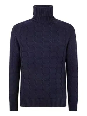 ZANONE Cable-Knit Turtleneck Sweater Blue