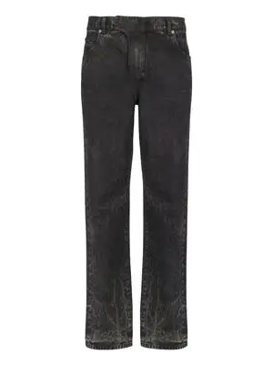 Balmain Acid-wash Straight-leg Jeans - Black