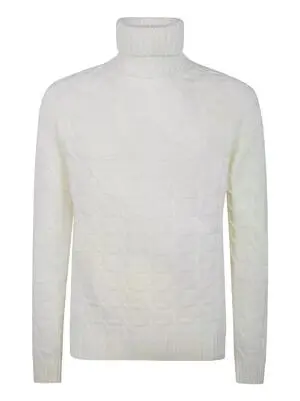 ZANONE Roll-neck Geometric Pattern Sweater - White