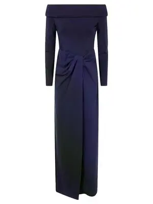 Ralph Lauren Off-shoulder Knot-detail Dress - Blue