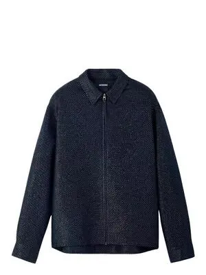 Jacquemus Textured Zip-front Shirt Jacket - Blue