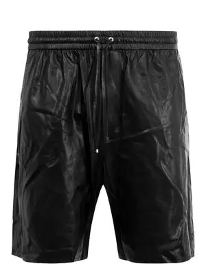 Amiri Leather Drawstring Shorts - Black
