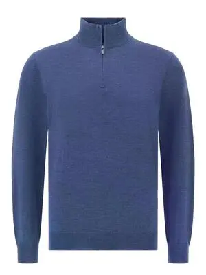 Boggi Milano Half-zip Wool Sweater - Blue