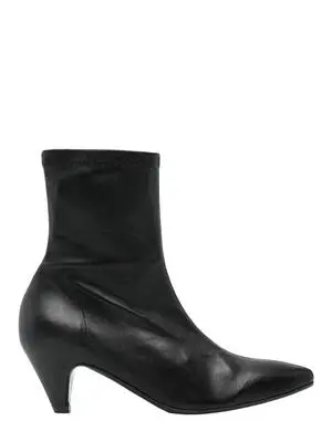 DEL CARLO Leather Pointed-toe Boots - Black