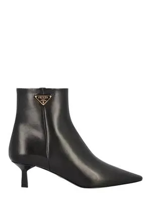 Prada Triangle-logo Pointed-toe Boots Black