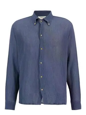 Spiritum Tulum Button-down Cotton-gauze Shirt - Blue