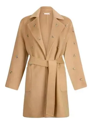 Liu Jo Single-breasted Embellished Coat - Brown