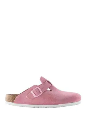 BIRKENSTOCK Boston Buckle Suede Mules - Pink