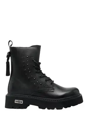 CULT Lace-up Studded Boots - Black
