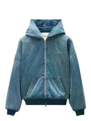 Alexander Wang Hooded Zip-up Denim Jacket - Blue