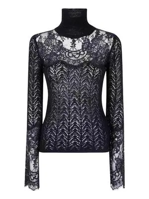 Blumarine Lace-insert Turtleneck Top - Black
